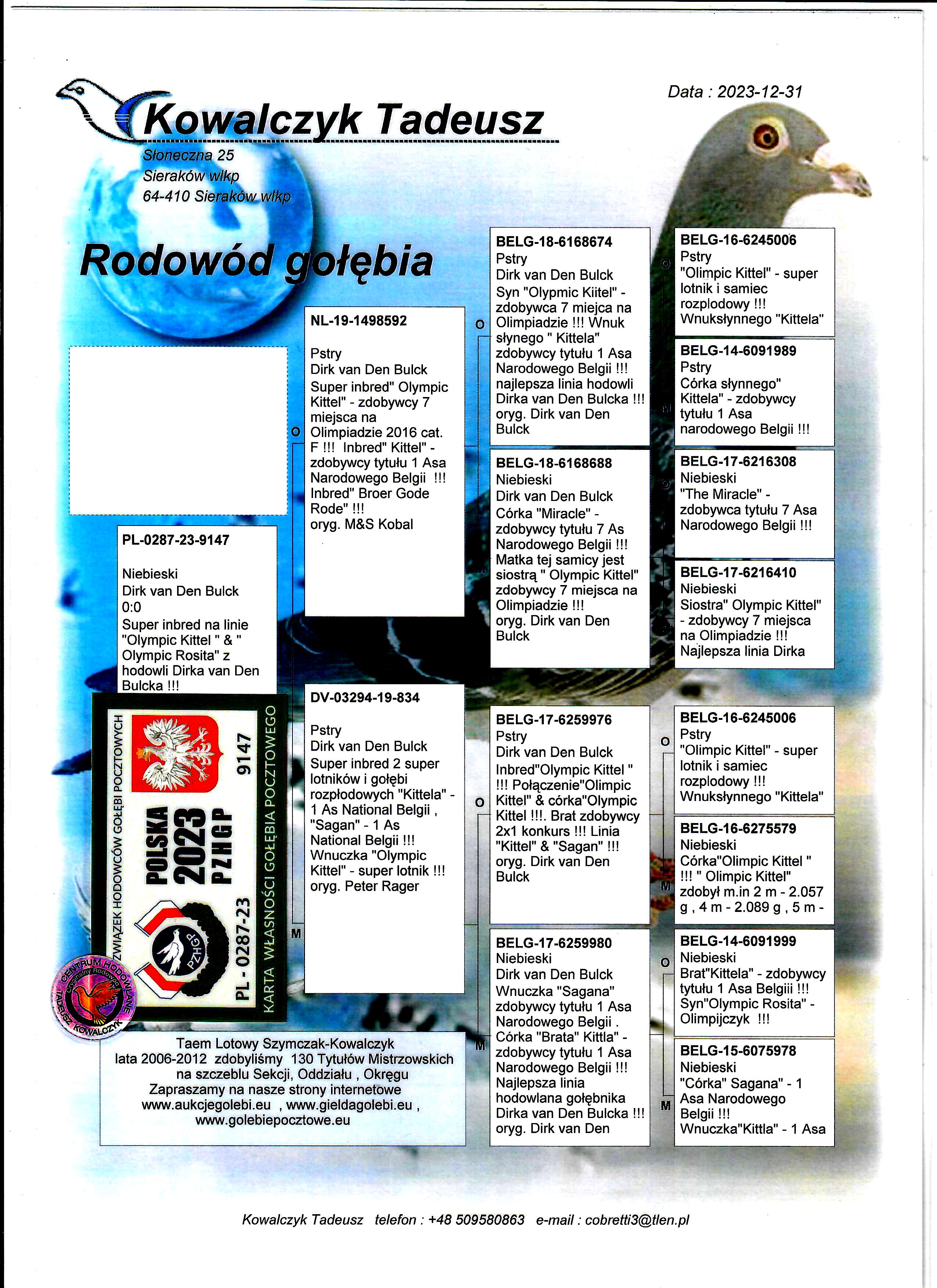 PL-0287-23-9147 Mega Inbred " Olympic Kittel 006" & " Olympic Rosita ...